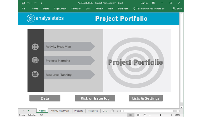 Simple Project Portfolio Templates - Excel - Analysistabs