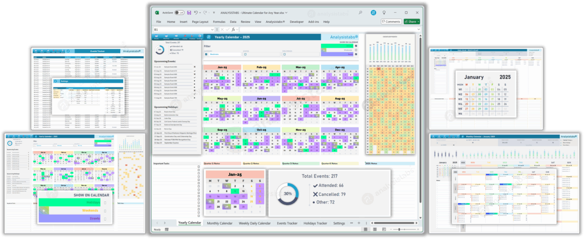 Ultimate Excel Calendar Template for Any Year - Annual, Monthly, Weekly ...