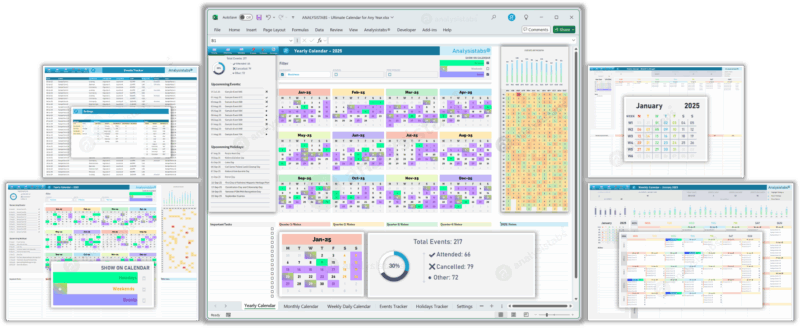 Ultimate Excel Calendar Template for Any Year - Annual, Monthly, Weekly ...