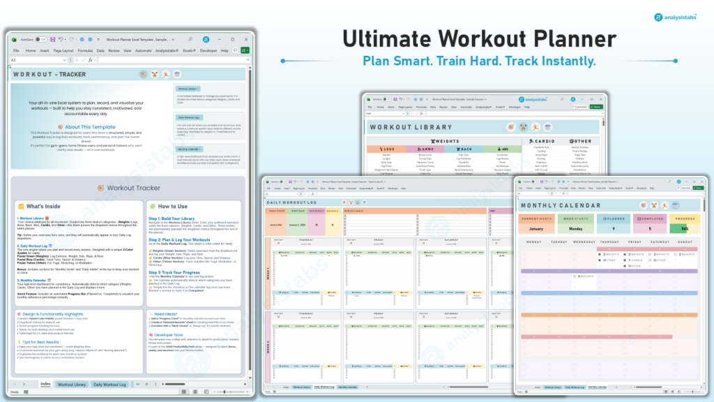 Ultimate Workout Planner Excel Template (The Smart Progress System ...